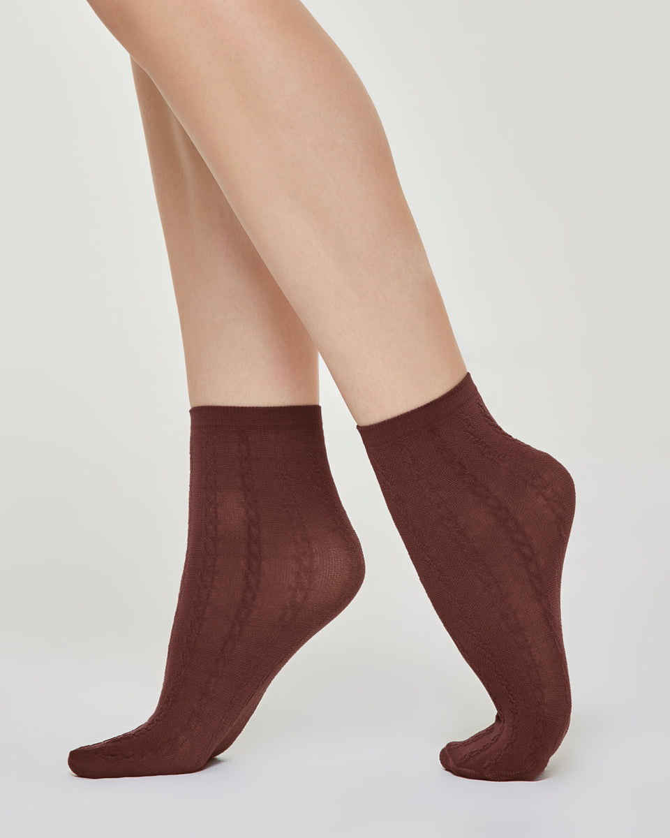 Marina opaque socks in fondant colour with knitted pattern | Pompea ...